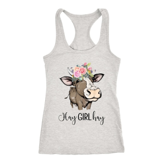 Hay Girl Hay Cow Tank Top Funny Racerback Tanks for Women | Etsy