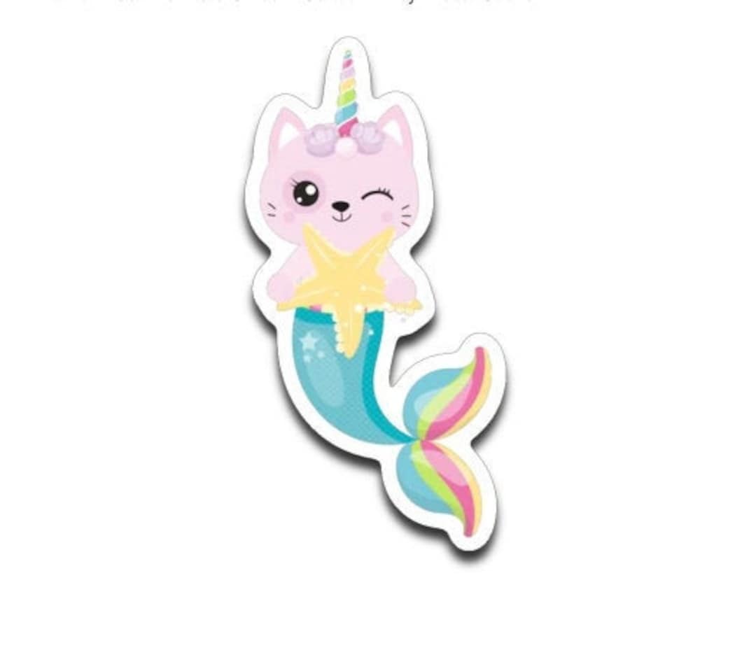 Caticorn Cat Unicorn Mermaid With Starfish Vinyl Decal | Cute Unicat ...