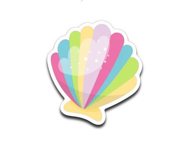 Pastel Rainbow Clam Shell Vinyl Decal Cute Ocean and Mermaid | Etsy