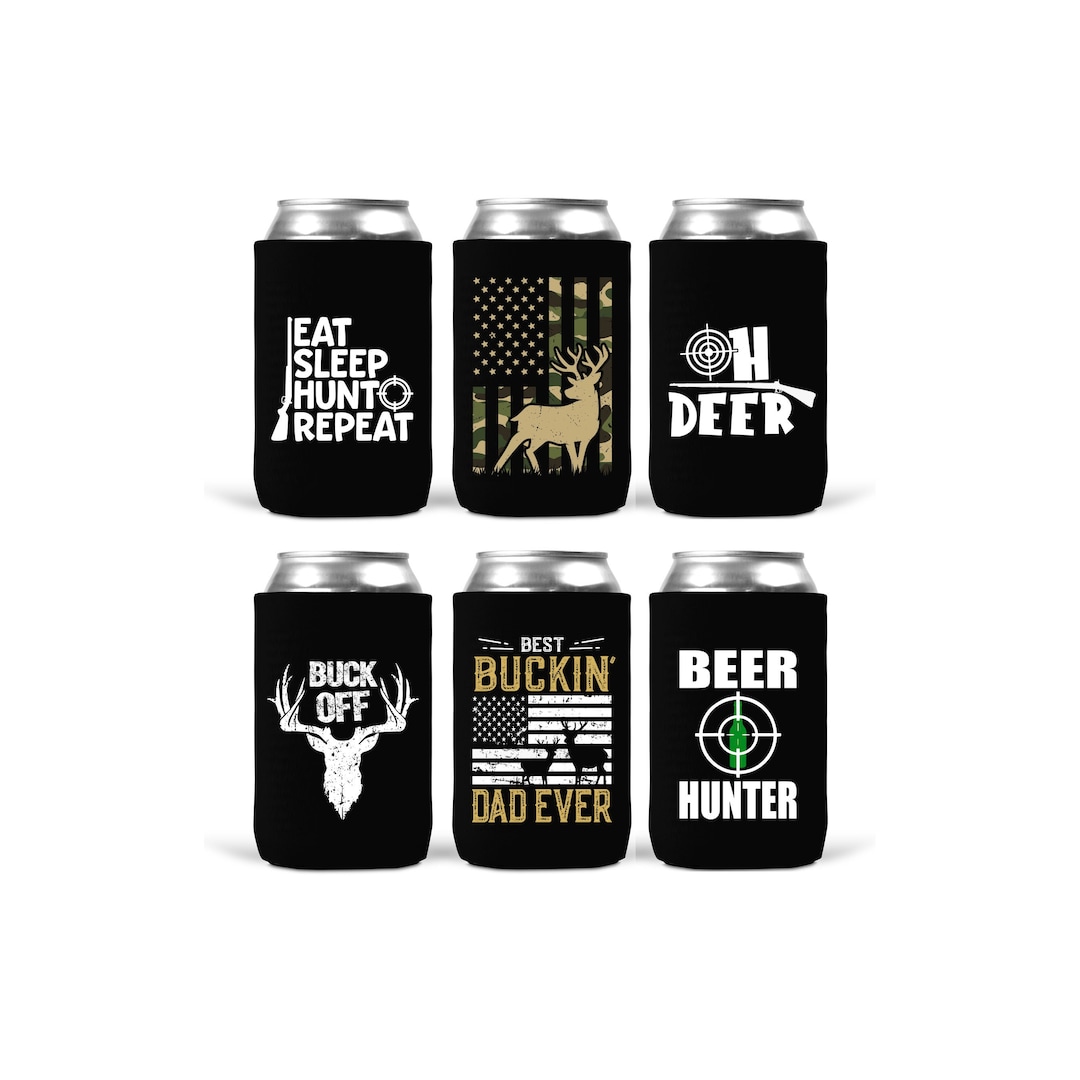 Deer Hunting Can Coolers for Dad - 12 Oz Soda Beer Beverage Sleeves ...