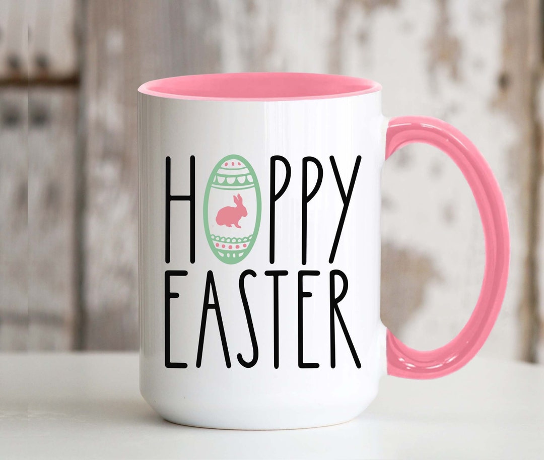 Hoppy Easter 15oz Ceramic Coffee Mug Cute Funny Farmhouse Springtime ...