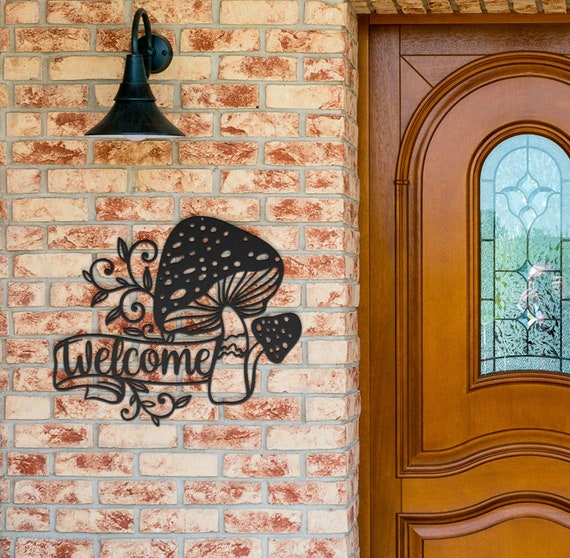 Mushroom Welcome Sign Metal Home Decor for Wall Door Fireplace | Etsy