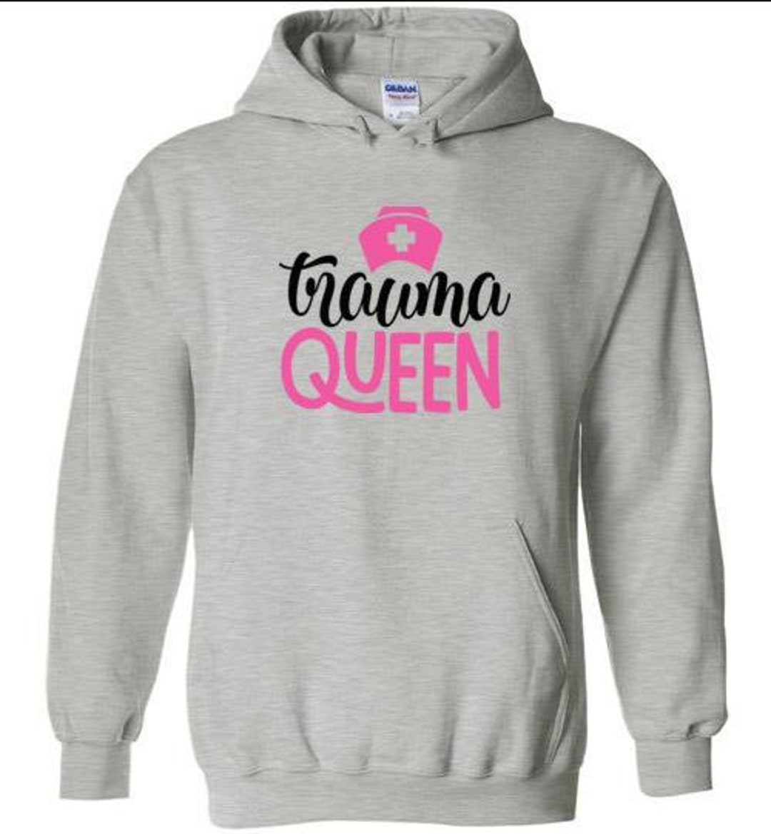 Trauma Queen Hoodie | Pink and Black Appreciation Gift for ER Nurse ...