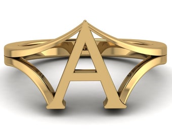 Gold Initial Ring - Etsy