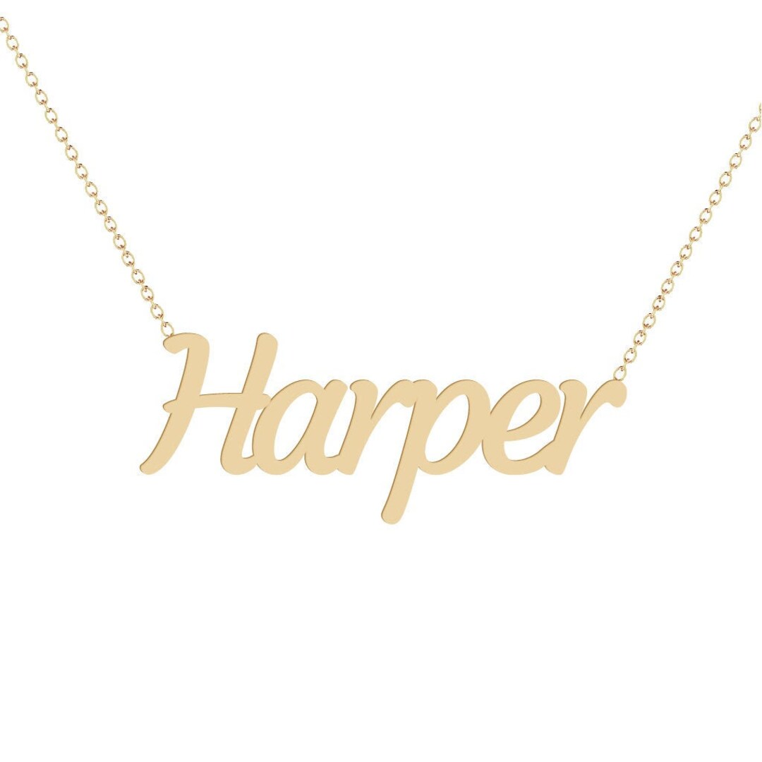 14K Gold Harper Name Necklace Rose Gold - Yellow Gold - White Gold Name ...