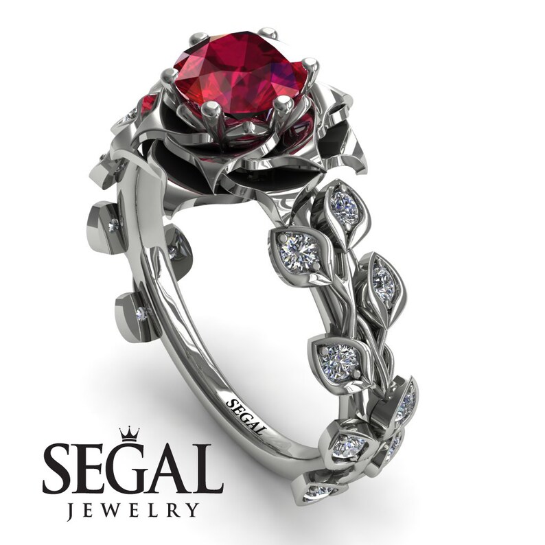 1 Carat Red Ruby Engagement Ring White Gold Engagement Ring | Etsy