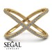 14K Yellow Gold X Shape Diamond Ring - Etsy