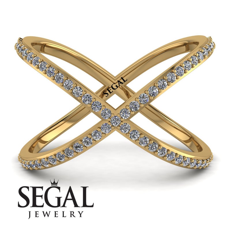 14K Yellow Gold X Shape Diamond Ring - Etsy