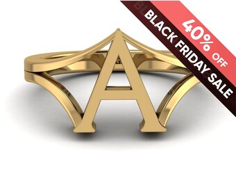 Gold Initial Ring - Etsy