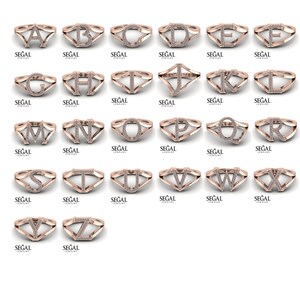 M DIAMOND INITIAL RING 14K-18K Yellow Gold - Rose Gold - White Gold M ...