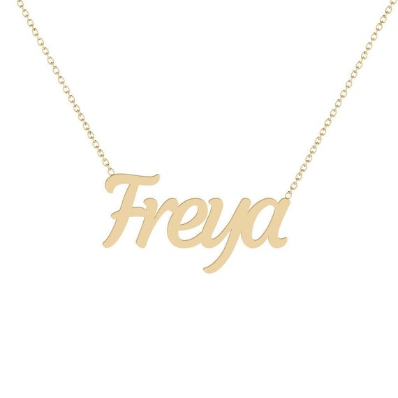 Freya Name Necklace 14K White Gold 14K Rose Gold 14K | Etsy