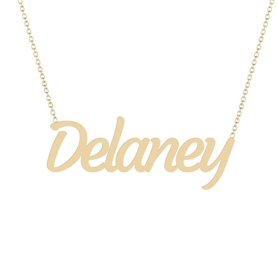 Delaney Name Necklace Gold 14K Rose Gold 14K White Gold - Delaney - Etsy