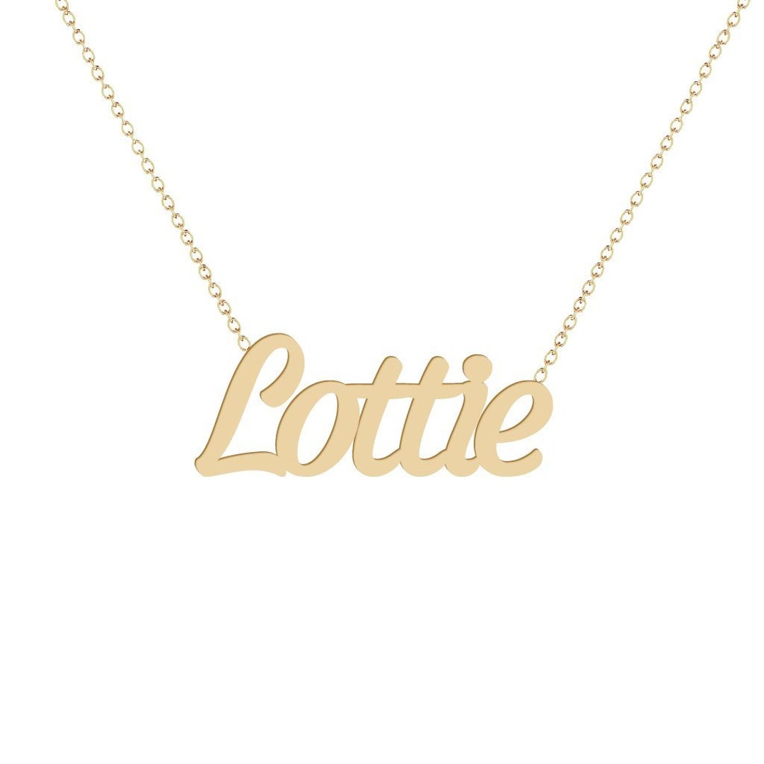 Lottie Name Necklace 14K White Gold - 14K Rose Gold - 14K Yellow Gold ...