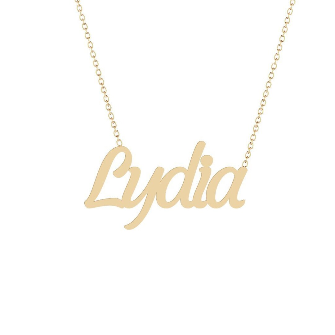 Lydia Name Necklace 14K White Gold - 14K Rose Gold - 14K Yellow Gold ...