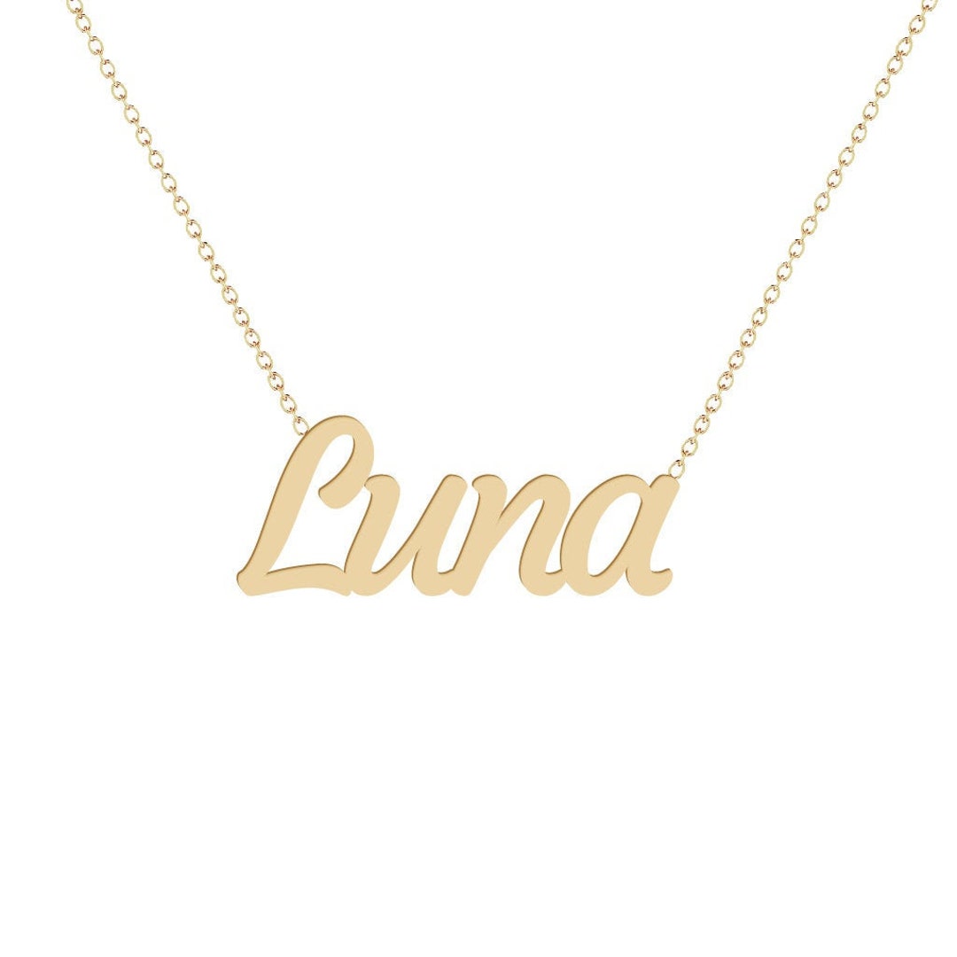 Luna Name Necklace 14K Rose Gold - 14K Yellow Gold - 14K White Gold ...