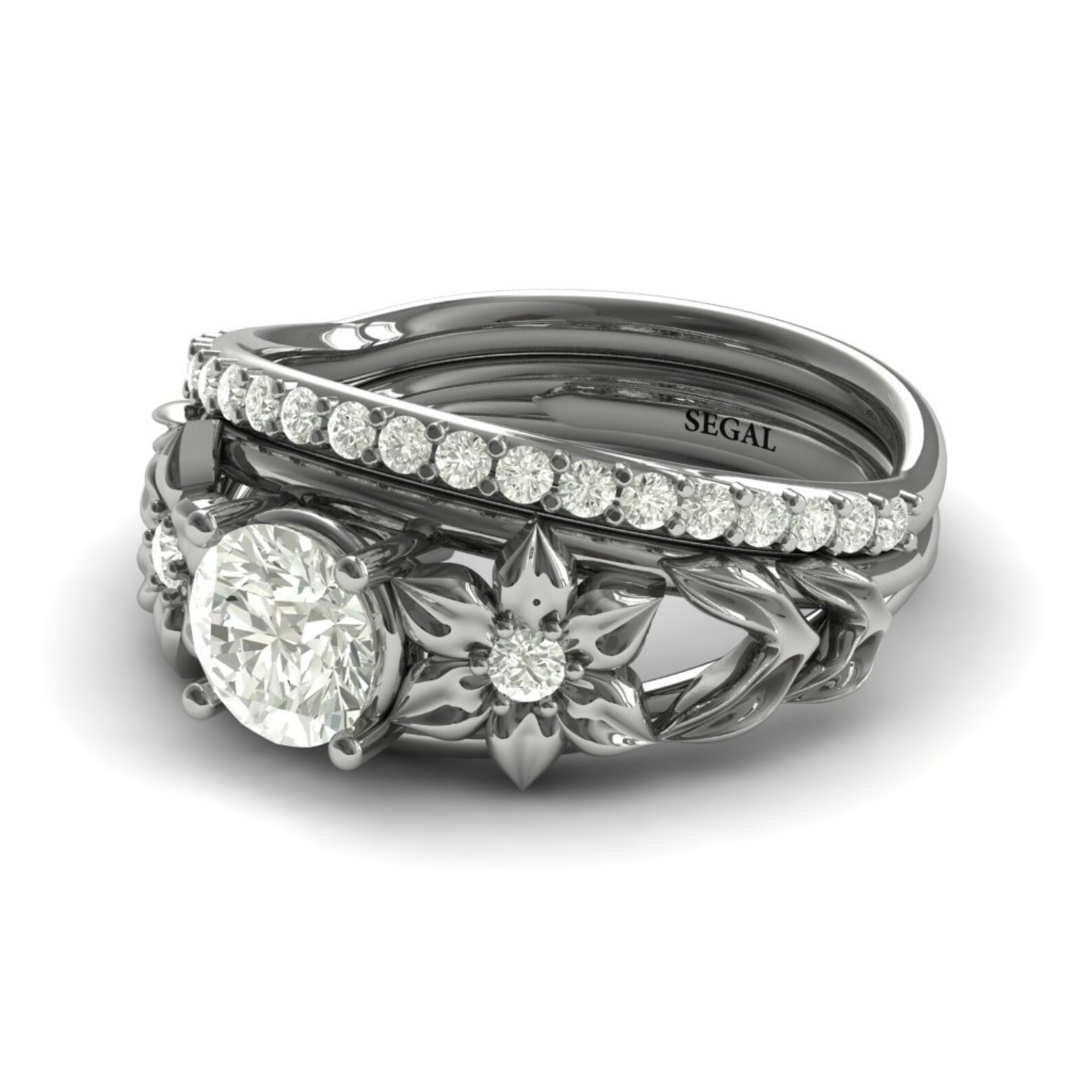 Bridal Set Engagement Ring Set Flower Bridal Set Flower Unique ...