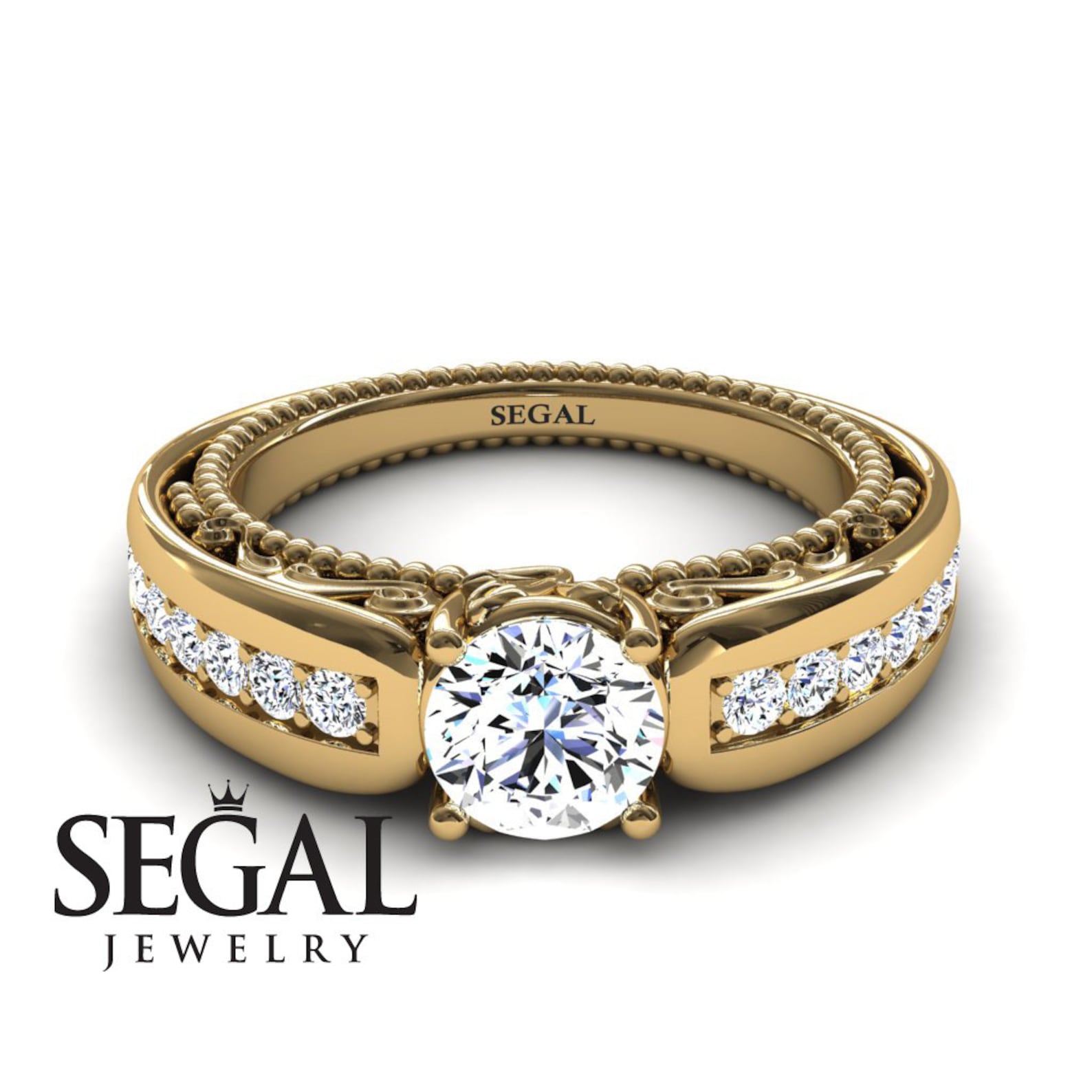 Art Deco Engagement Ring Yellow Gold Antique Engagement Ring - Etsy