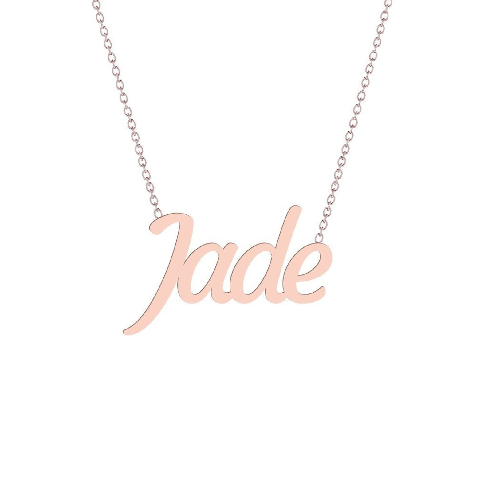 Jade Name Necklace 14K Gold - 14K Rose Gold - 14K White Gold - Jade - Etsy
