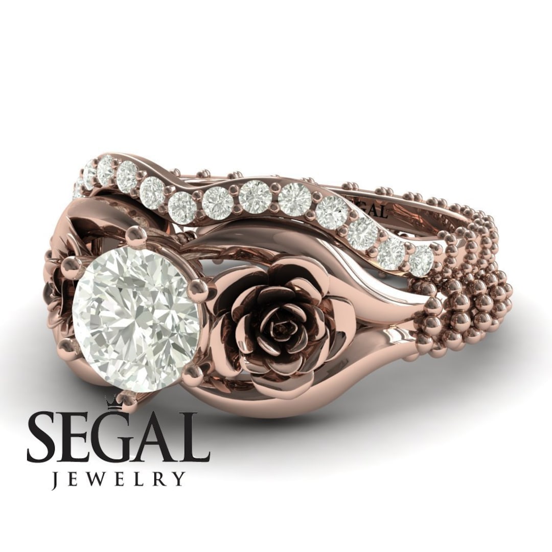 Rose Gold Ring Rose Flower Ring Engagement Ring Luxury Ring Bridal Ring ...