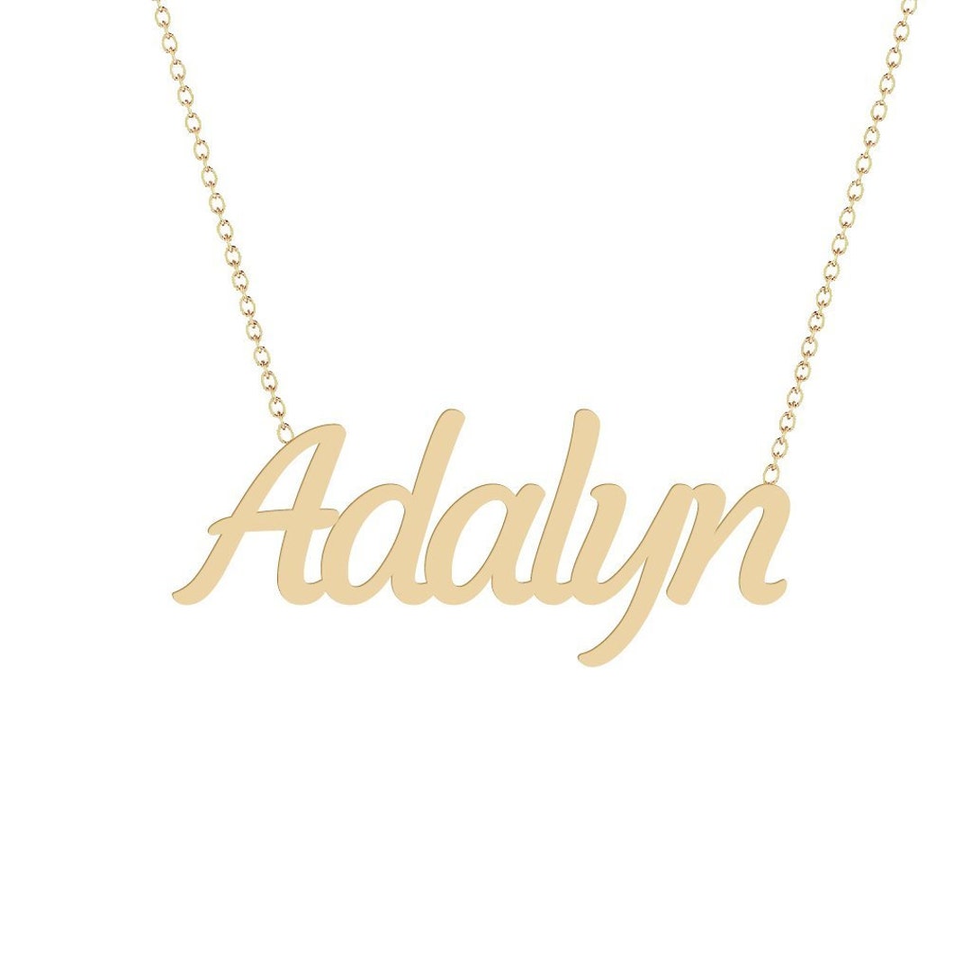 Adalyn Name Necklace 14K White Gold - 14K Rose Gold - 14K Yellow Gold ...