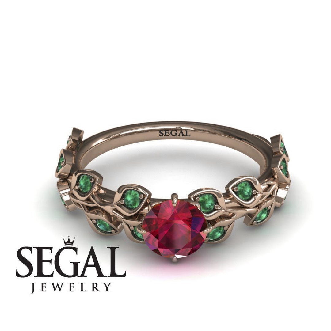 Natural Ruby Rings Engagement Ring With Ruby 14k Rose Gold Promise Ring ...