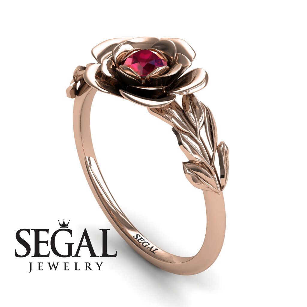 Custom Engagement Ring 14k Rose Gold Ruby Rings, Designer Ring ...