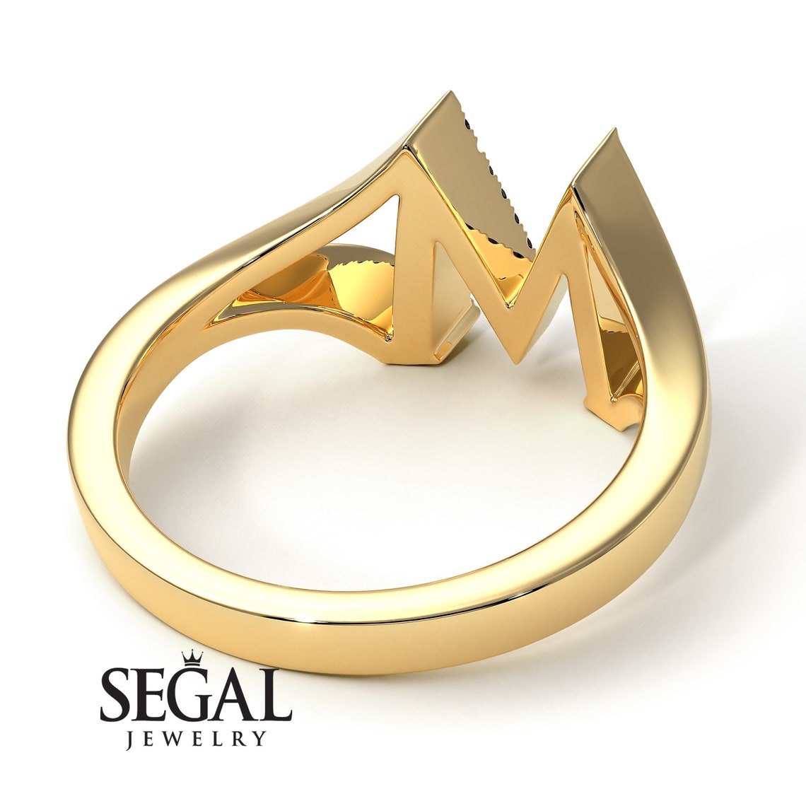 M DIAMOND INITIAL RING 14K-18K Yellow Gold - Rose Gold - White Gold M ...
