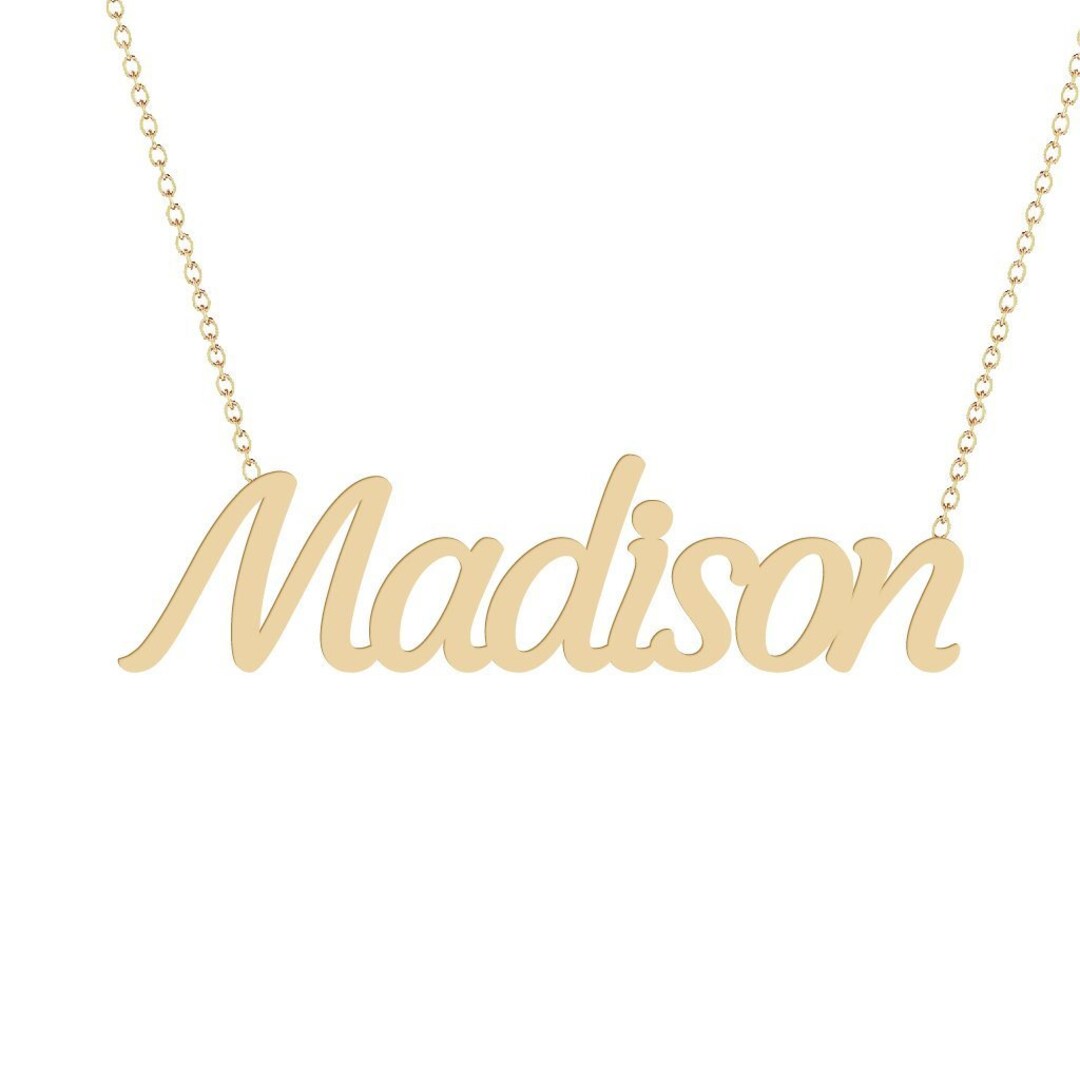 Madison Name Necklace 14K Yellow Gold - 14K Rose Gold - 14K White Gold ...