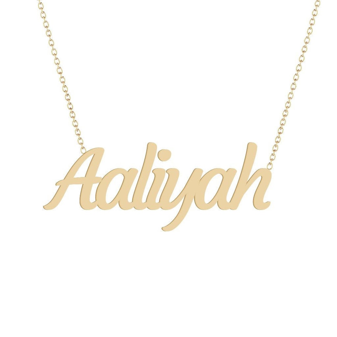 14K Gold Aaliyah Name Necklace Yellow Gold - White Gold - Rose Gold ...