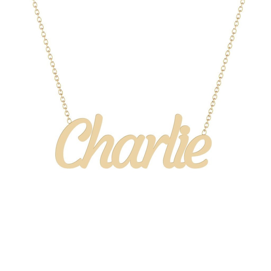 Charlie Name Necklace 14K Yellow Gold - 14K Rose Gold - 14K White Gold ...