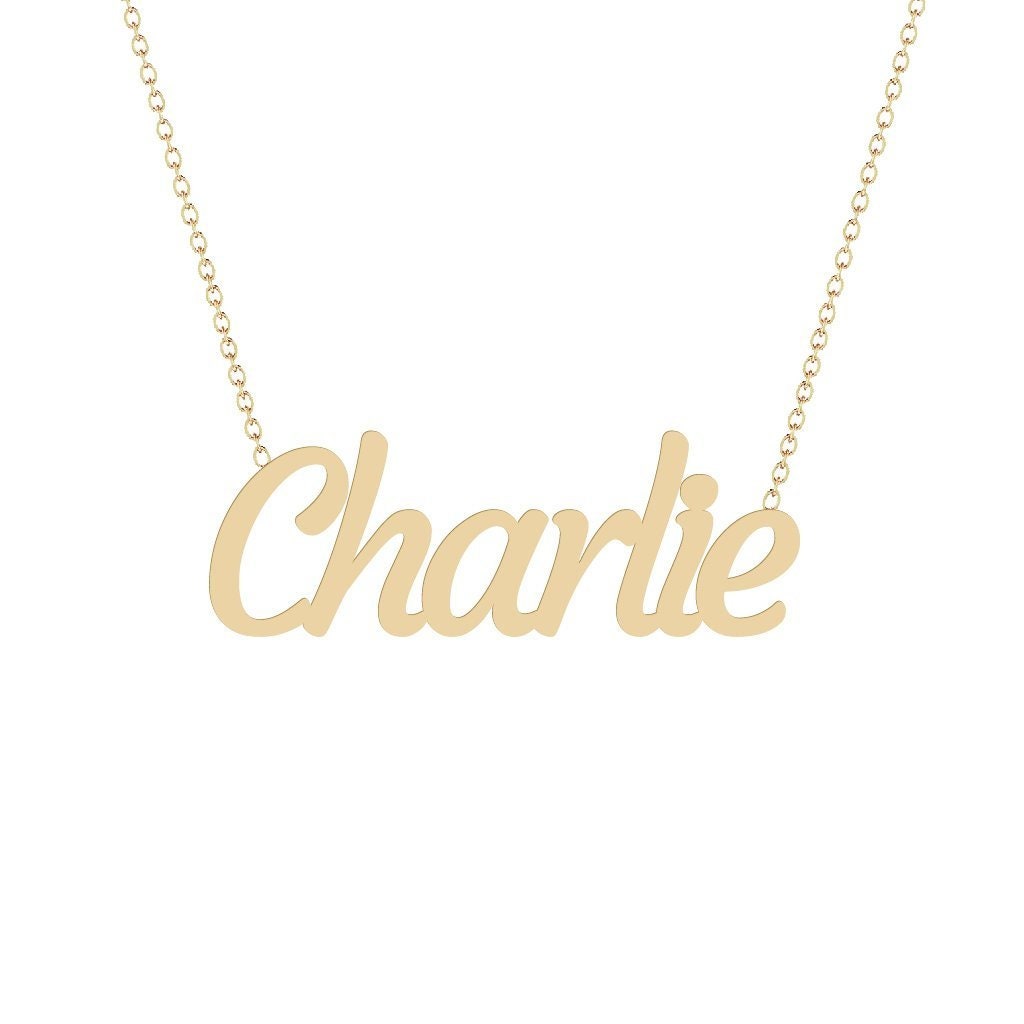 Charlie Name Necklace 14K Yellow Gold 14K Rose Gold 14K | Etsy