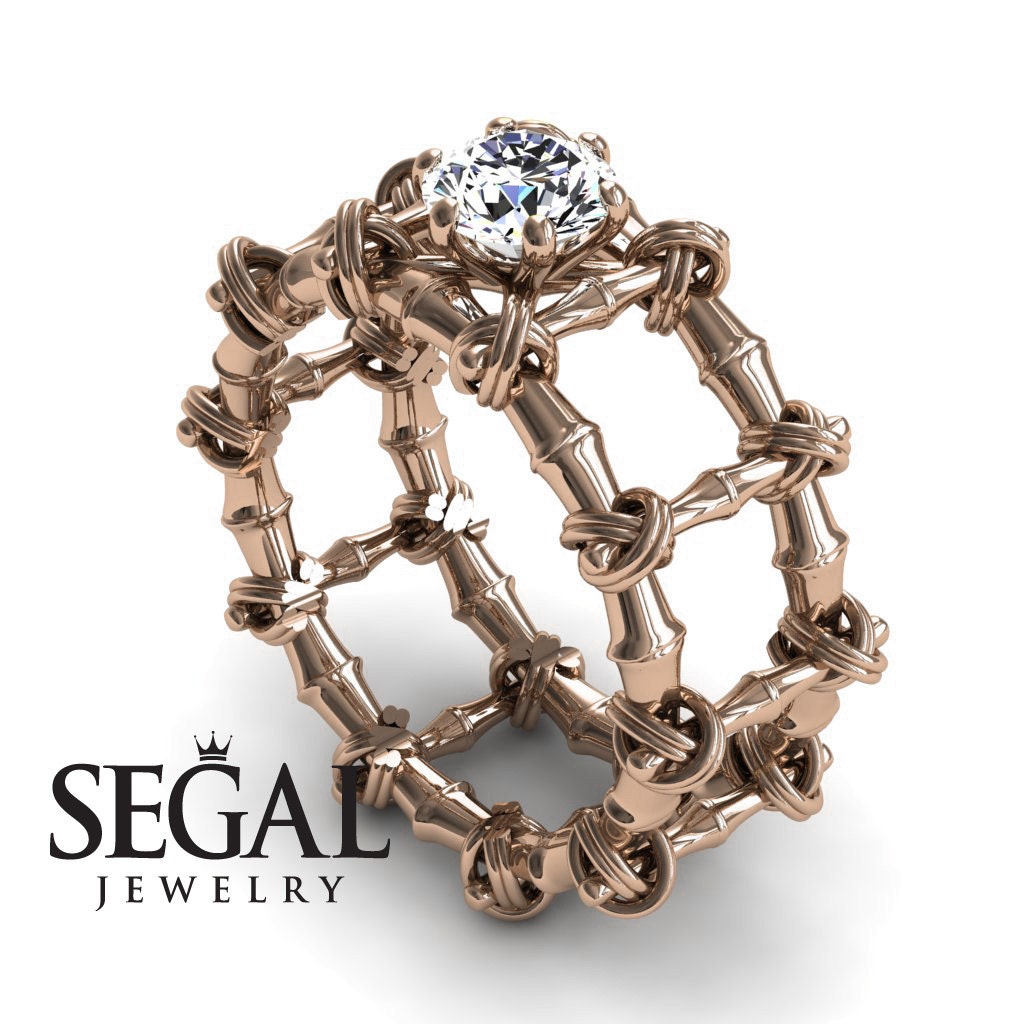Nature Engagement Ring Rose Gold Nature Inspired Ring Solitaire ...