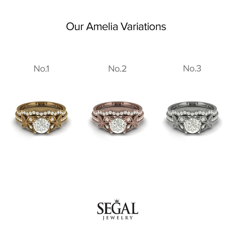 Butterfly Engagement Ring Butterfly Bridal Set Unique Engagement Ring ...