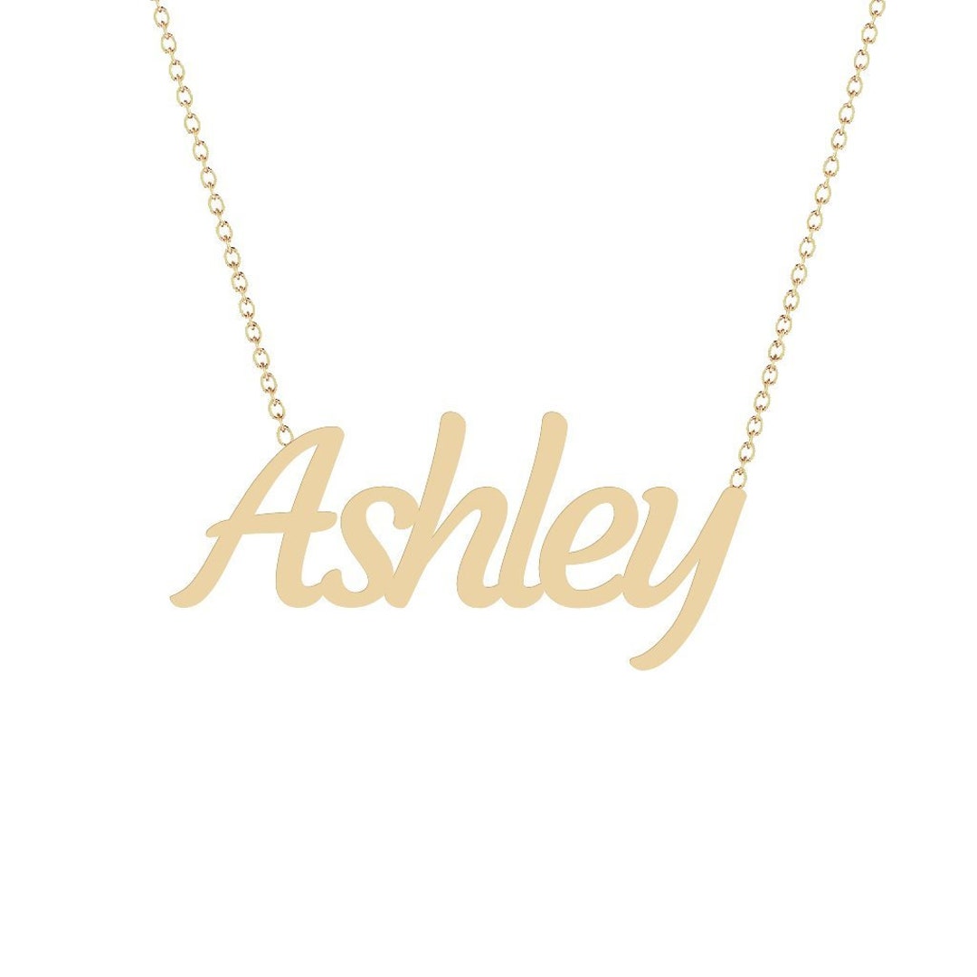 Ashley Name Necklace 14K White Gold - 14K Rose Gold - 14K Yellow Gold ...