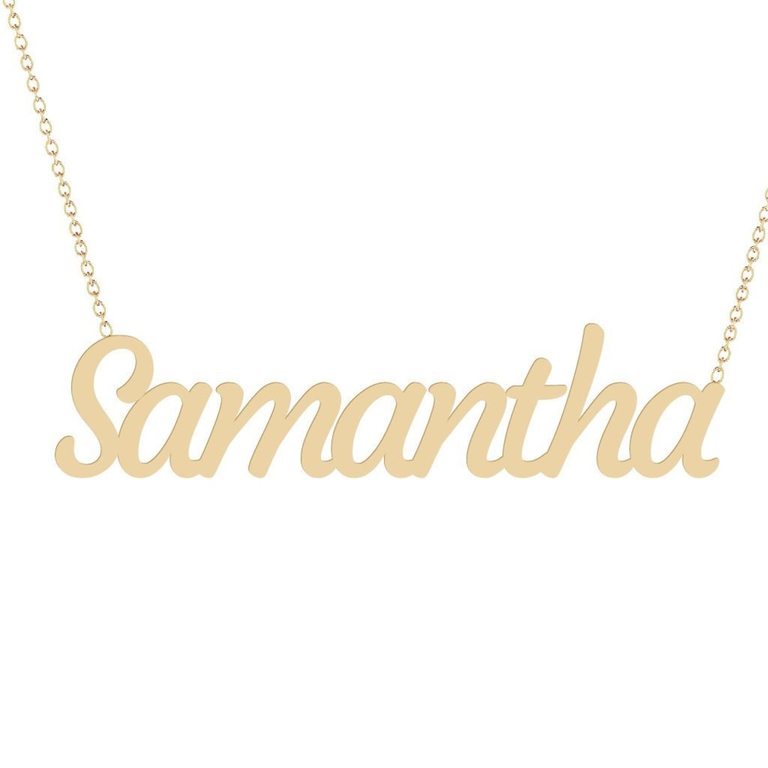 Samantha Name Necklace 14K Yellow Gold - 14K Rose Gold - 14K White Gold ...