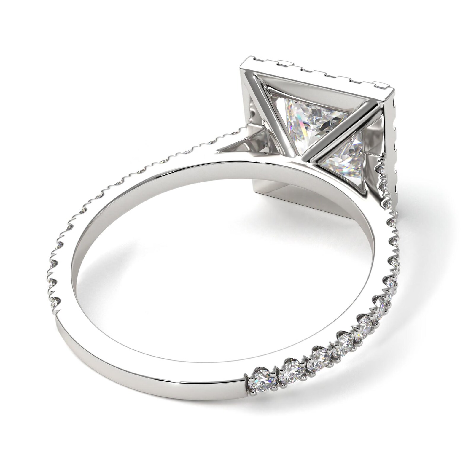 Luxury Princess Cut Diamond Bridal Ring 2ct, 18K White Gold, Floating ...