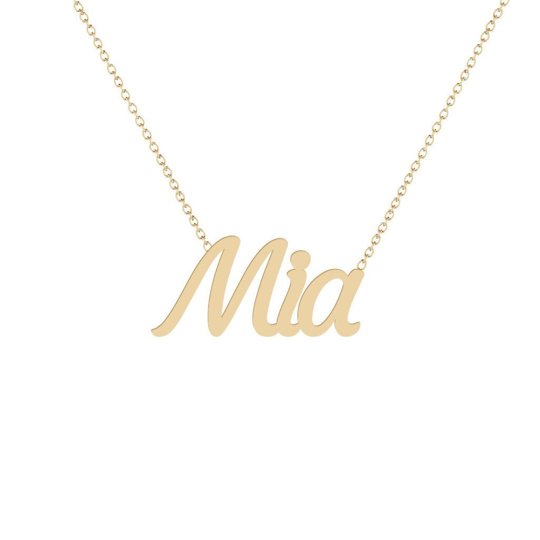 14K Gold Mia Name Necklace Rose Gold - Yellow Gold - White Gold Name ...