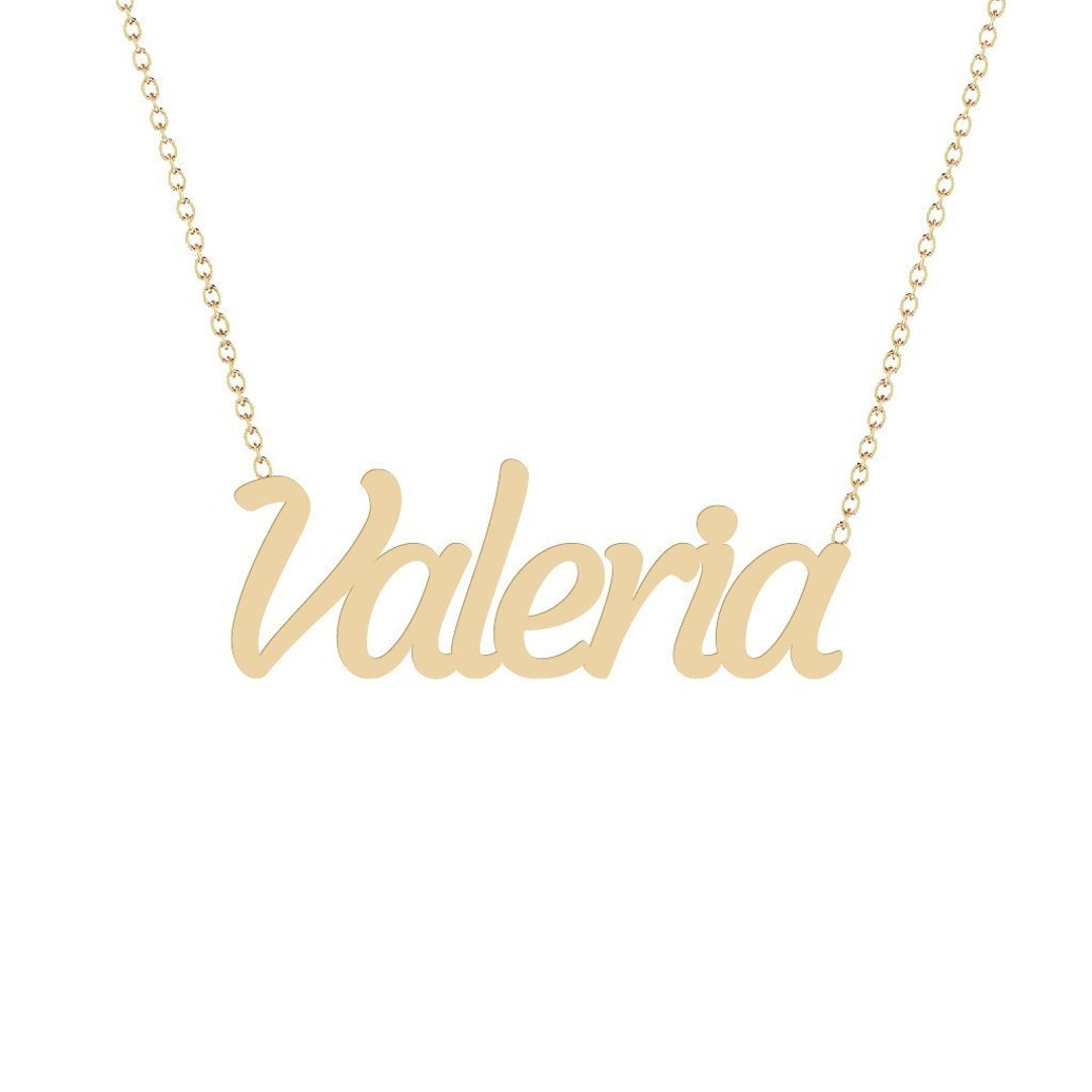 Valeria Name Necklace 14K Yellow Gold - 14K Rose Gold - 14K White Gold ...