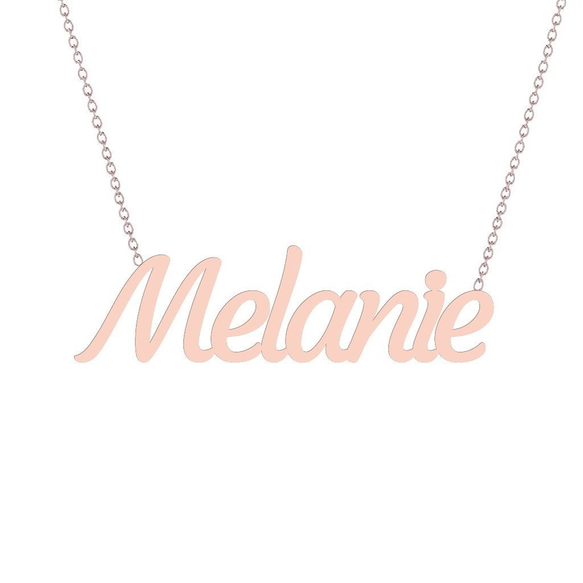 Melanie Name Necklace 14K Yellow Gold - 14K Rose Gold - 14K White Gold ...