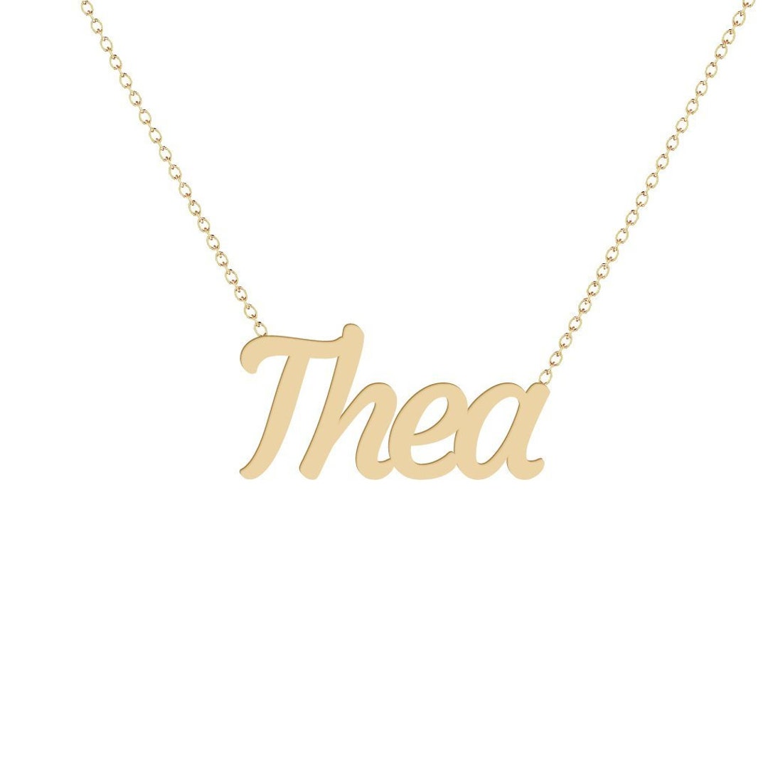 Thea Name Necklace 14K Gold - 14K Rose Gold - 14K White Gold - Thea - Etsy