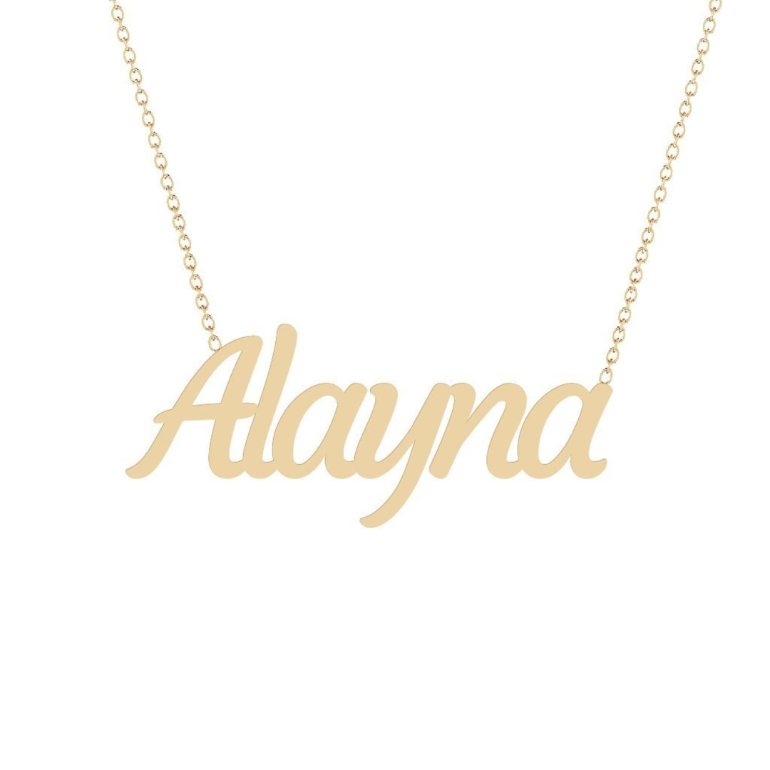 Alayna Name Necklace Gold 14K Rose Gold 14K White Gold - Alayna - Etsy