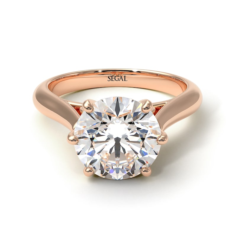 Simple Engagement Rings Rose Gold Round 3ct Diamond Ring - Etsy