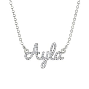 Ayla Diamond Name Necklace Gold Real White Diamond Ayla Name Necklace ...