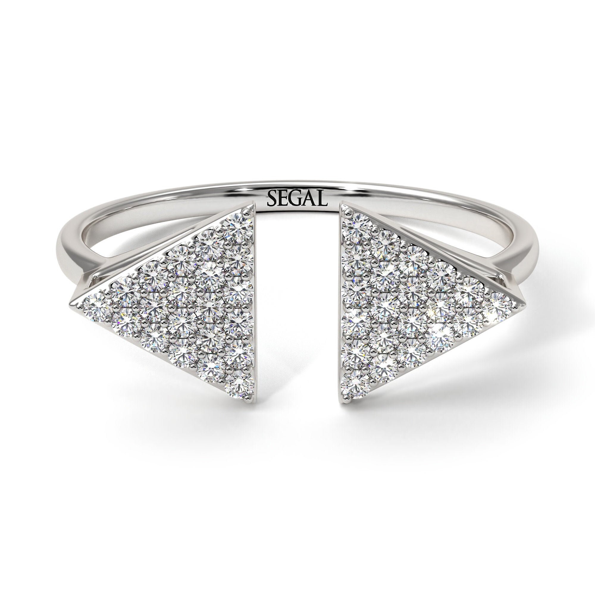 Diamond Triangle Ring White Gold 14K-18K White Gold Unique | Etsy