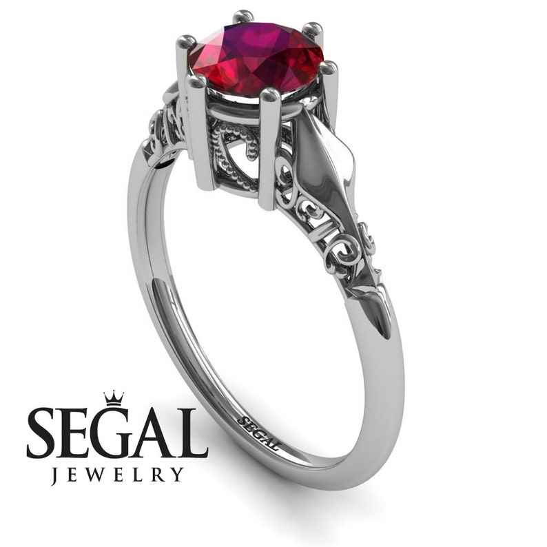 1ct Ruby Ring White Gold Red Ruby Engagement Ring Antique Ring - Etsy