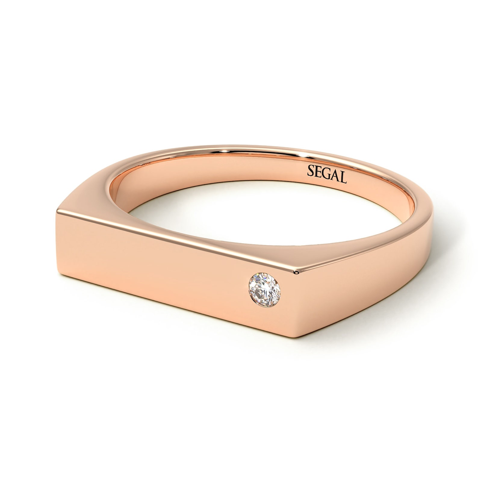 Personalized Signature Ring Diamond Rose Gold 14K-18K Rose Gold Unique ...