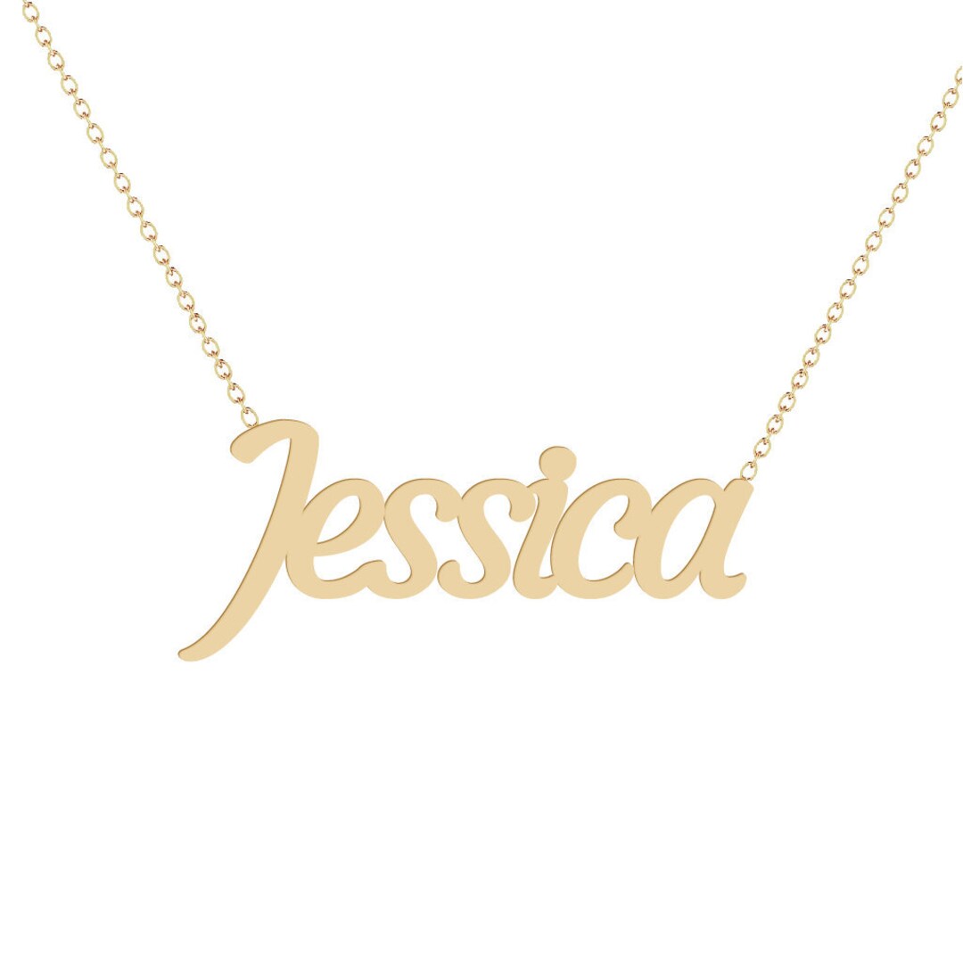 14K Gold Jessica Name Necklace Yellow Gold - White Gold - Rose Gold ...