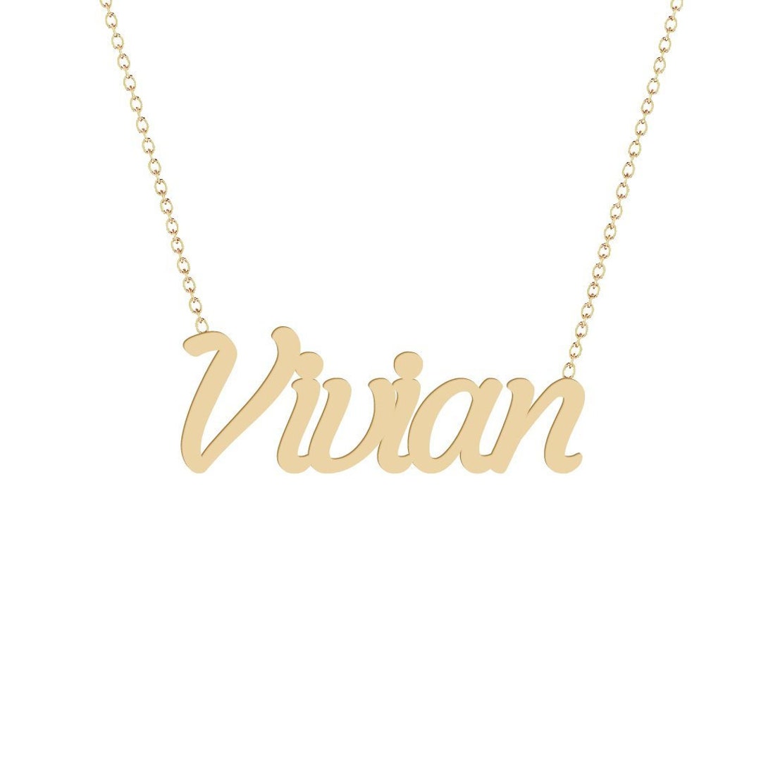 Vivian Name Necklace 14K White Gold - 14K Rose Gold - 14K Yellow Gold ...