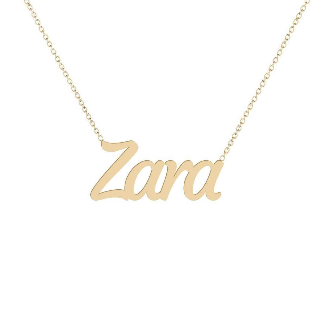 Zara Name Necklace 14K Yellow Gold - 14K Rose Gold - 14K White Gold ...