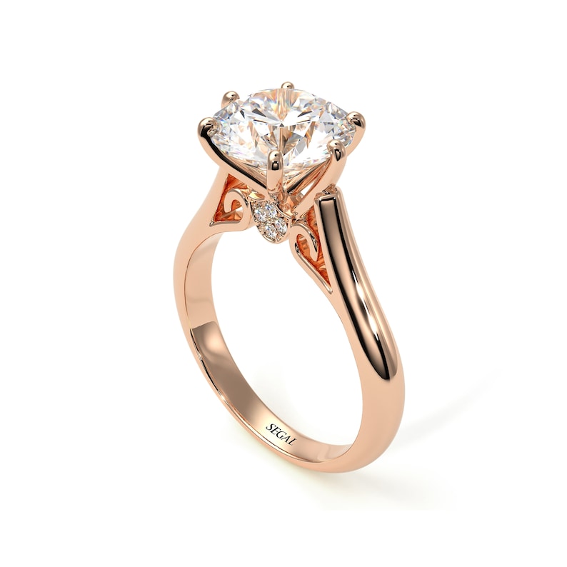Simple Engagement Rings Rose Gold Round 3ct Diamond Ring - Etsy